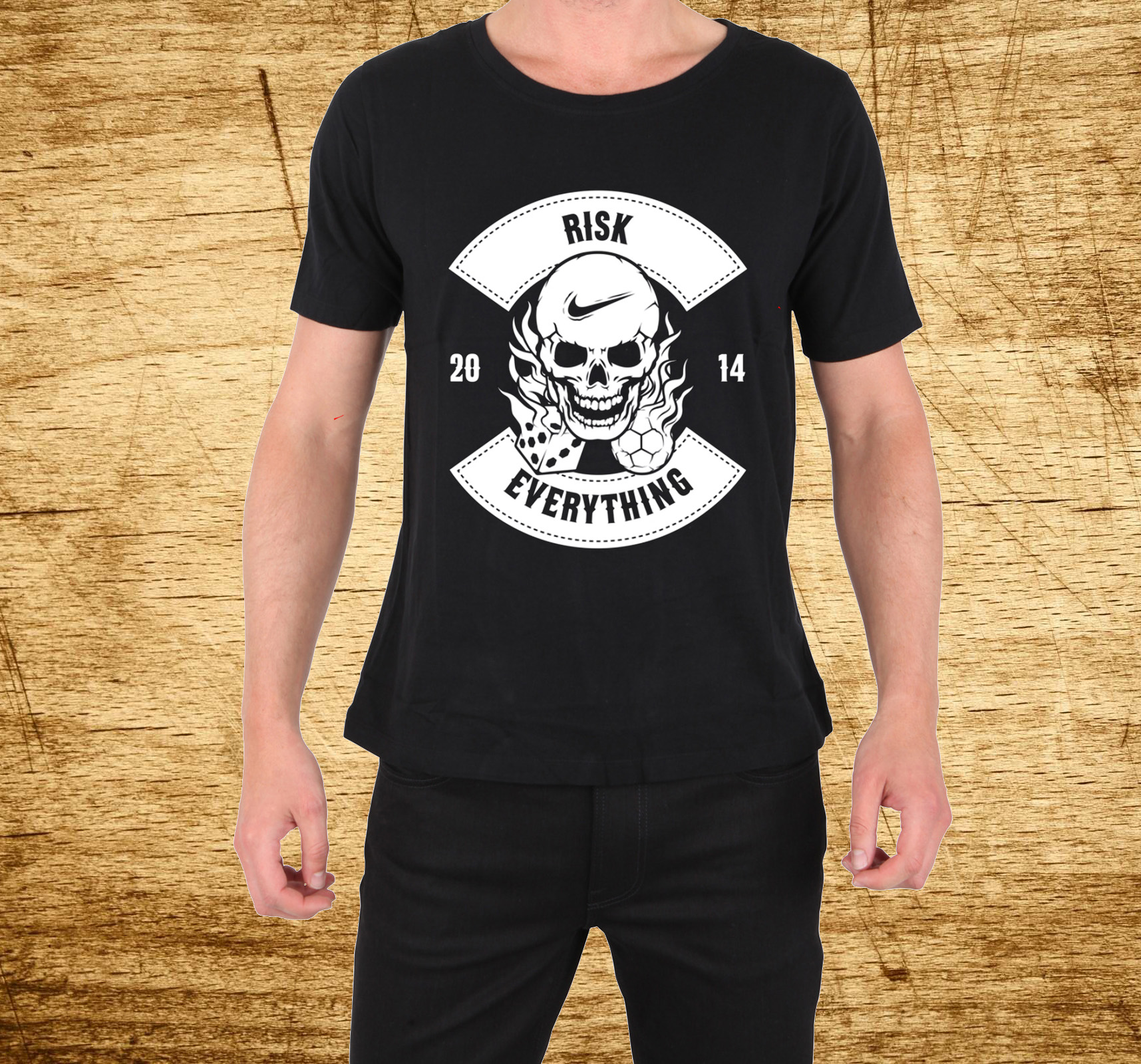 Risk Everything Black Ndr Printed T -shirts on Luulla